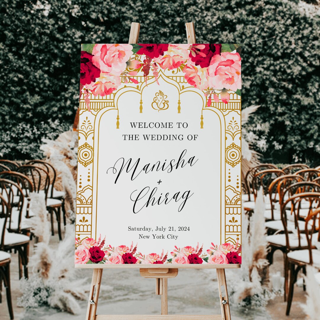 Buy Indian Wedding Welcome Sign, Indian Wedding Decor, Hindu Wedding ...