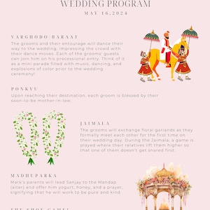 Custom Indian Wedding Program, Hindu Wedding Day Itinerary, Indian ...