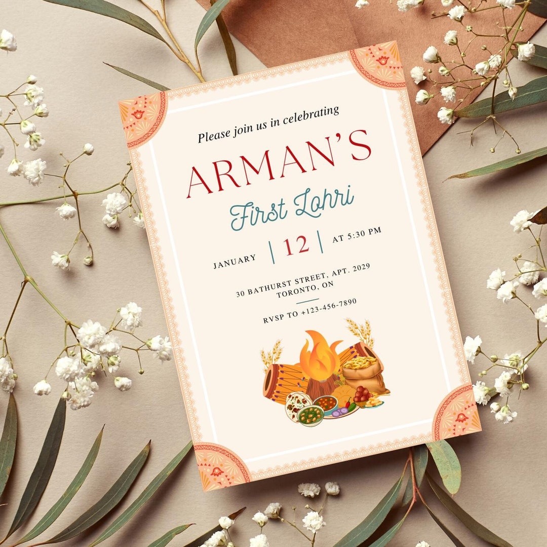 Editable Lohri Invitation Card, First Lohri Invite, Lohri Celebration ...