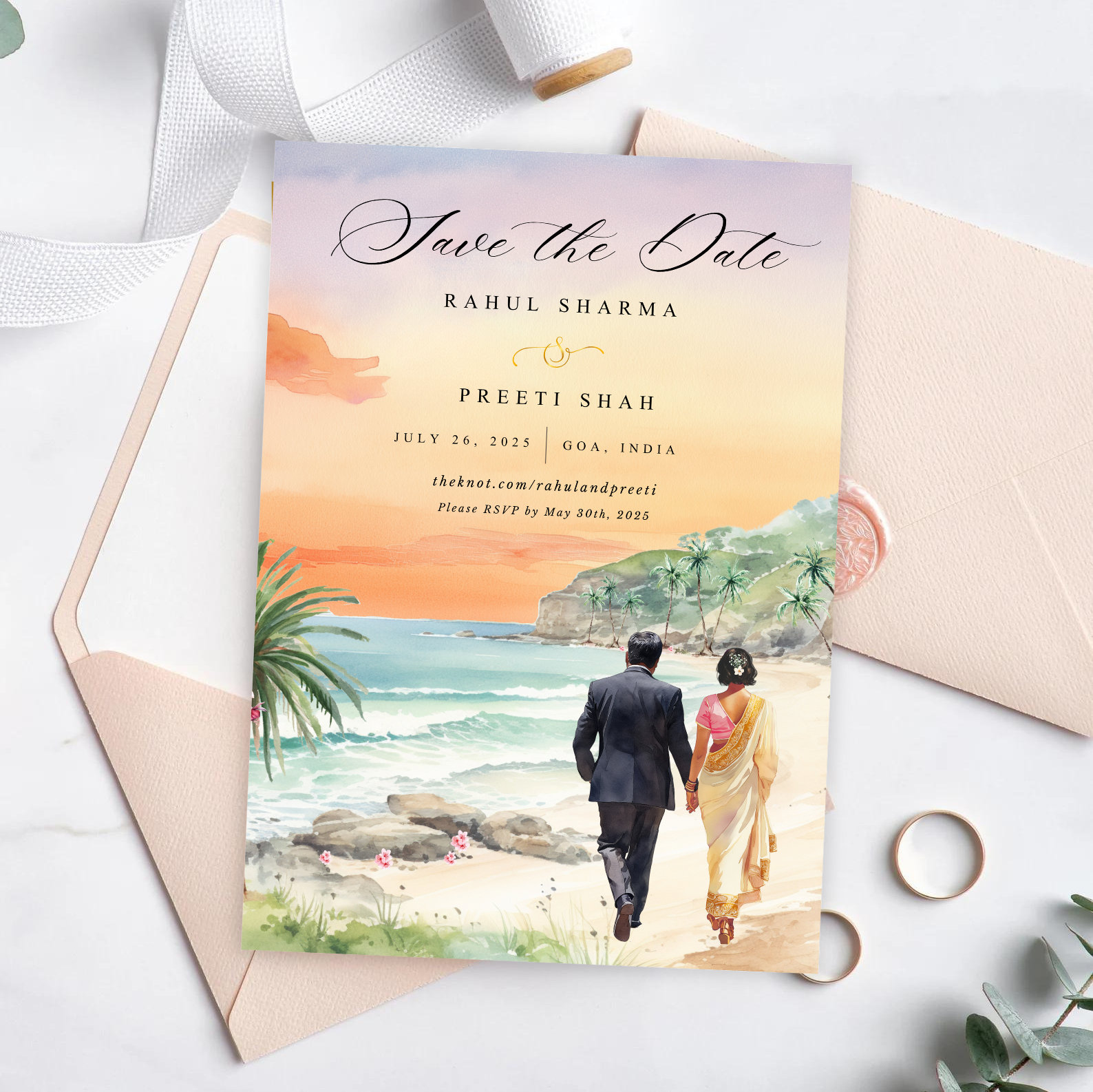 Indian Wedding Invitation Template, Goa Destination Wedding Card ...