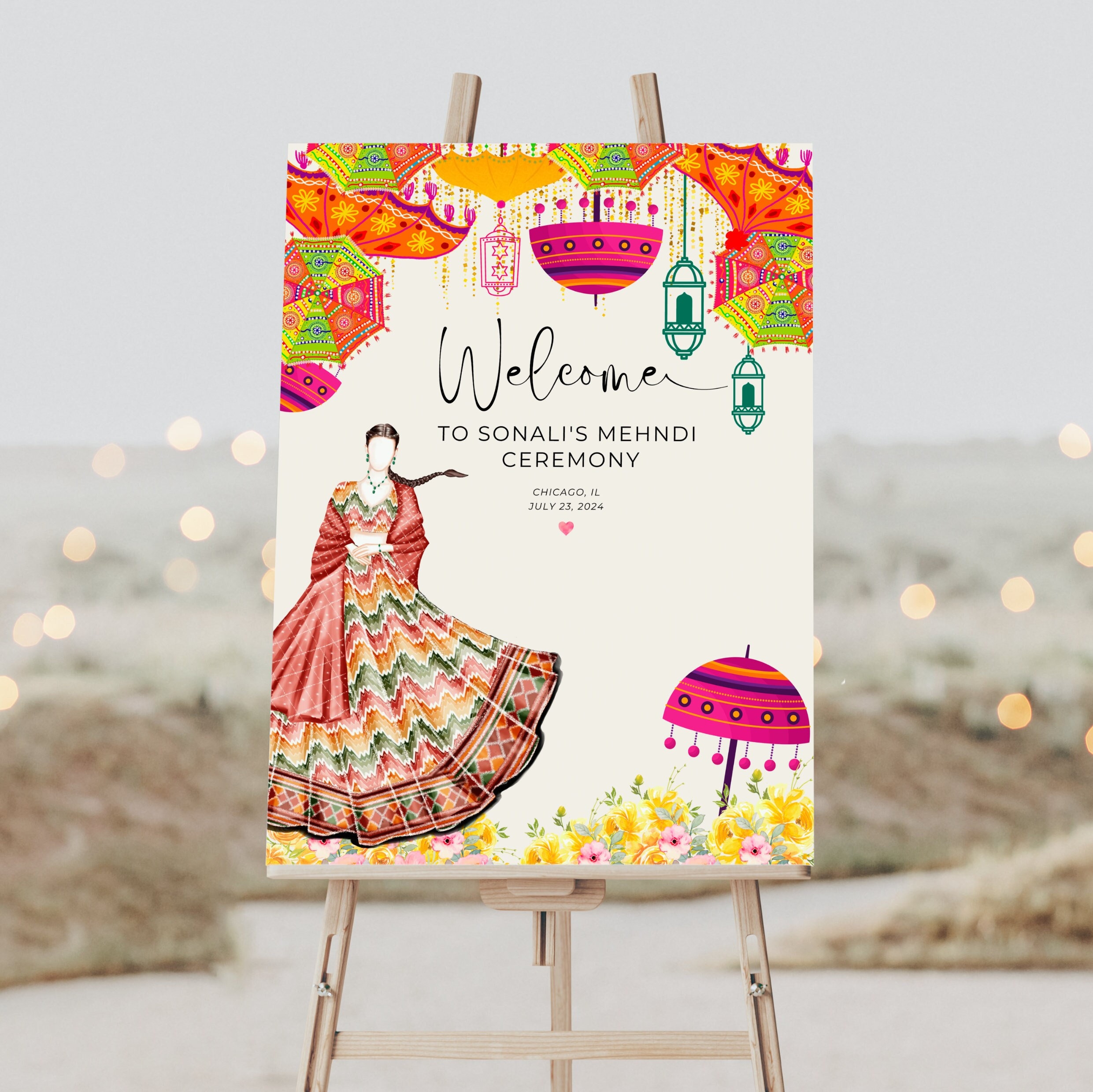 Mehndi Welcome Signs for Mehndi Decor, Indian Wedding Welcome Signage ...