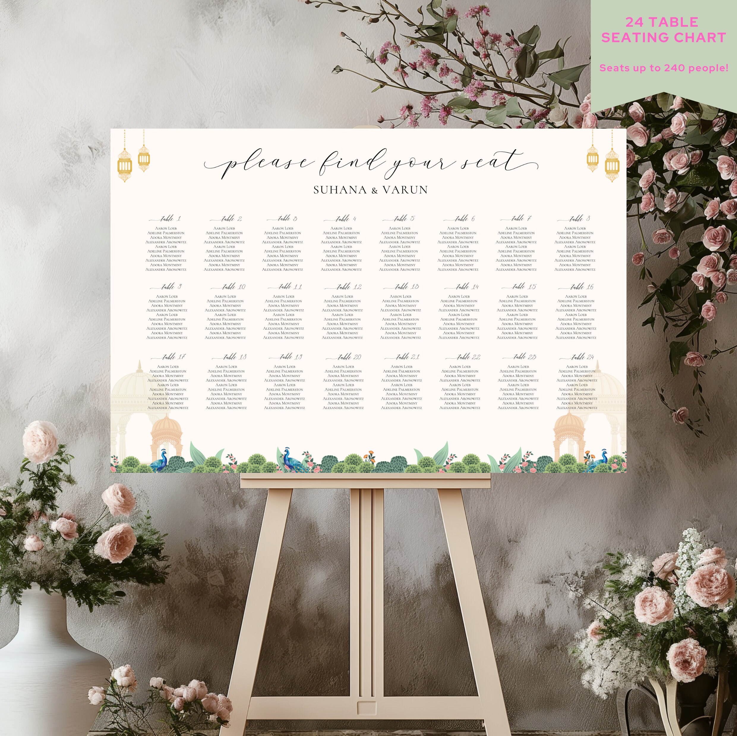 Large Indian Seating Chart Template, Indian Wedding Decor, Printable ...