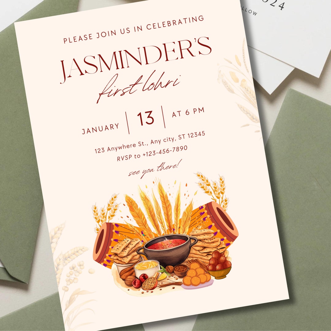 Lohri Invitation Card, Lohri Celebration, Editable DIY Invitation ...