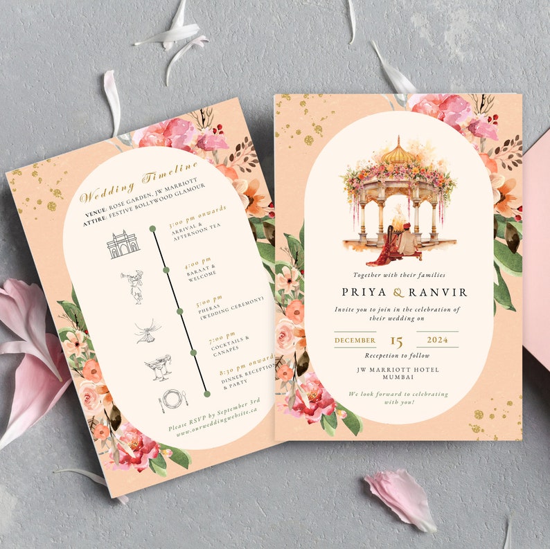 Indian Wedding Invitation Template, Digital Hindu Wedding Save the Date ...