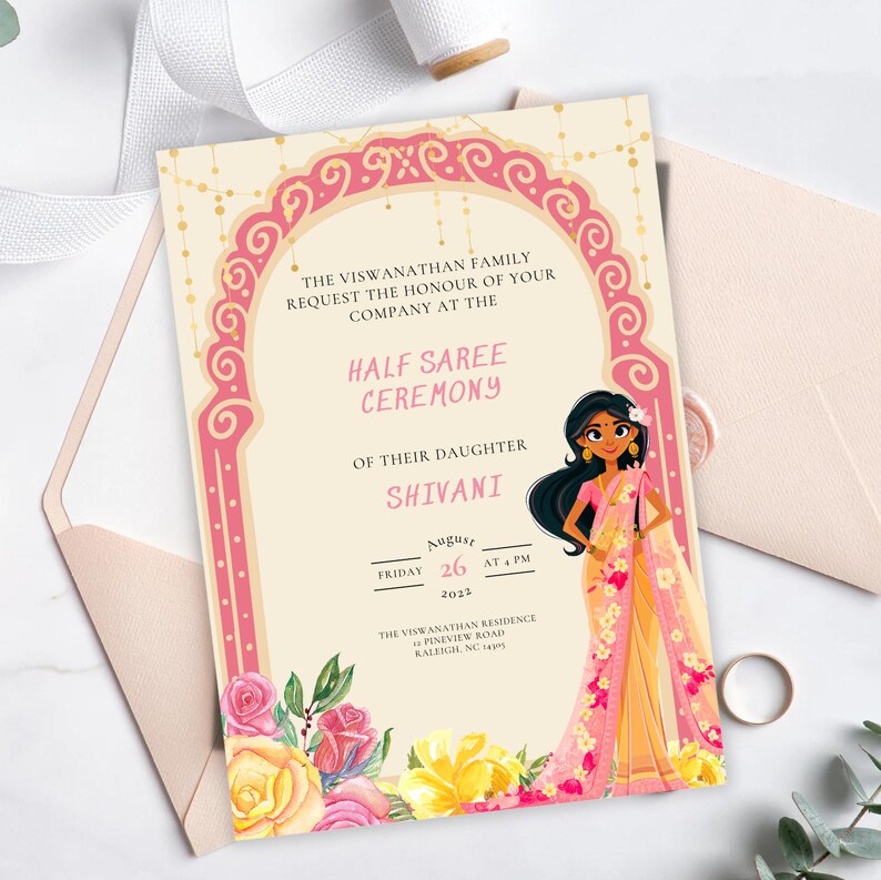 South Indian Puberty Ceremony Invitation Template, Ritu Kala Samskaram ...