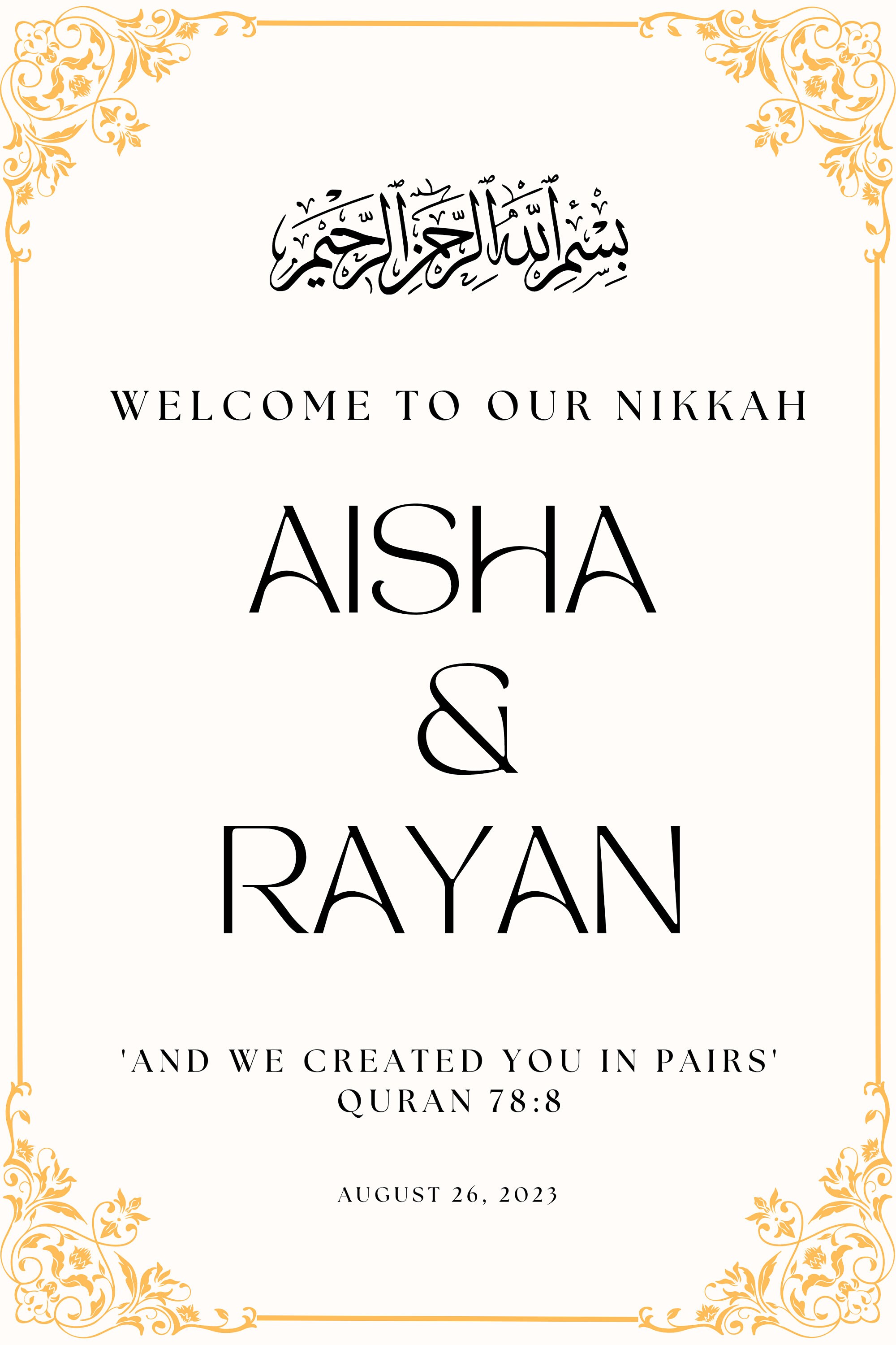 Wedding Welcome Sign Template Islamic Wedding Sign Nikkah - Etsy