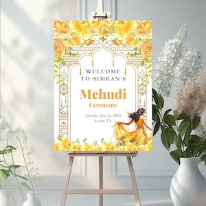 Haldi Wedding Sign, Custom Mehndi Welcome Signage, Indian Wedding ...