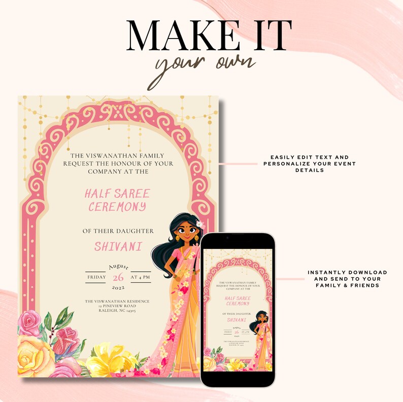 South Indian Puberty Ceremony Invitation Template, Ritu Kala Samskaram ...