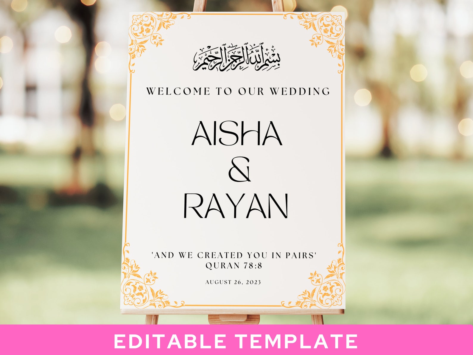 Wedding Welcome Sign Template Islamic Wedding Sign Nikkah - Etsy