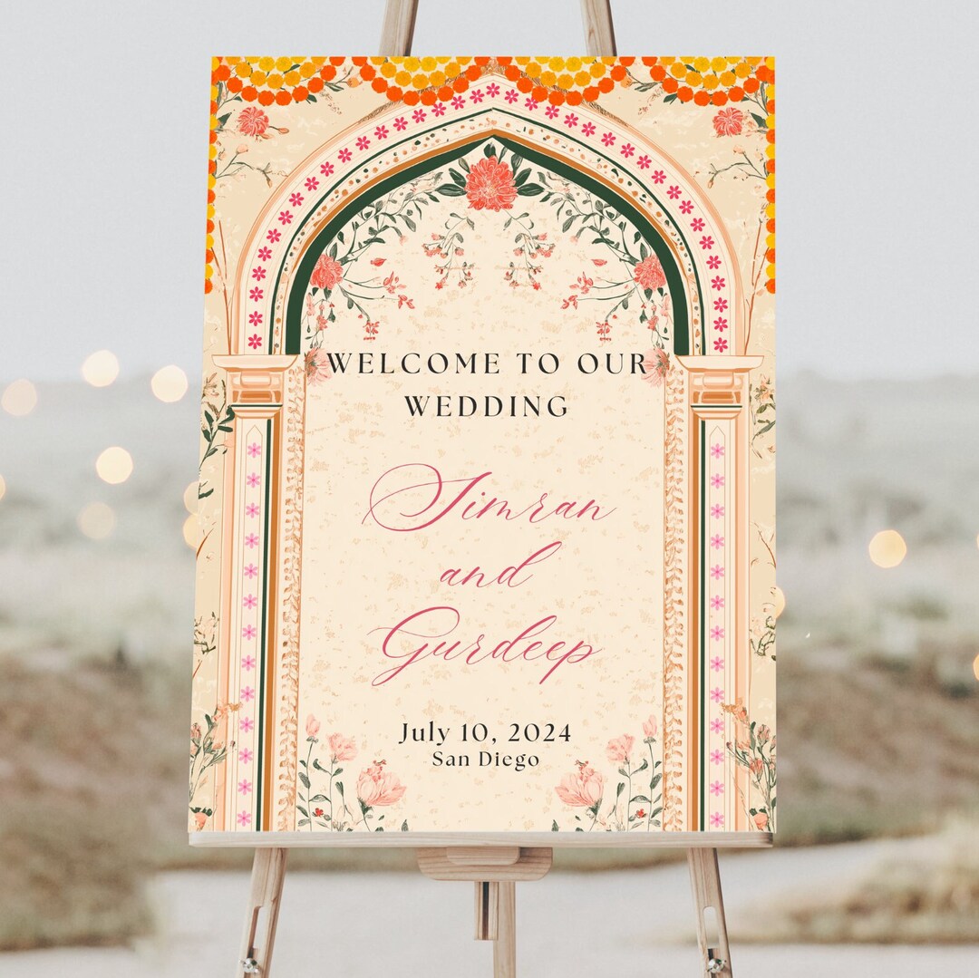 Indian Wedding Welcome Sign, Welcome Sign for Hindu, Gujarati, South ...