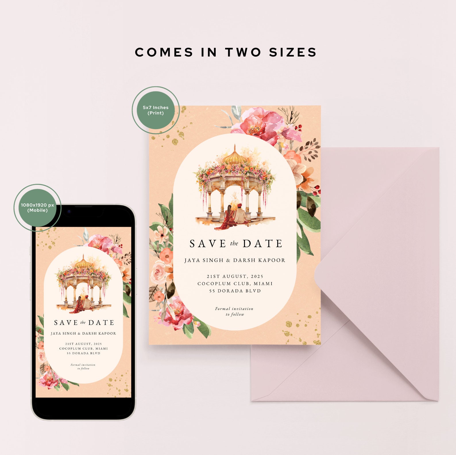 Indian Save the Date Template, Digital Hindu Wedding Save the Date ...