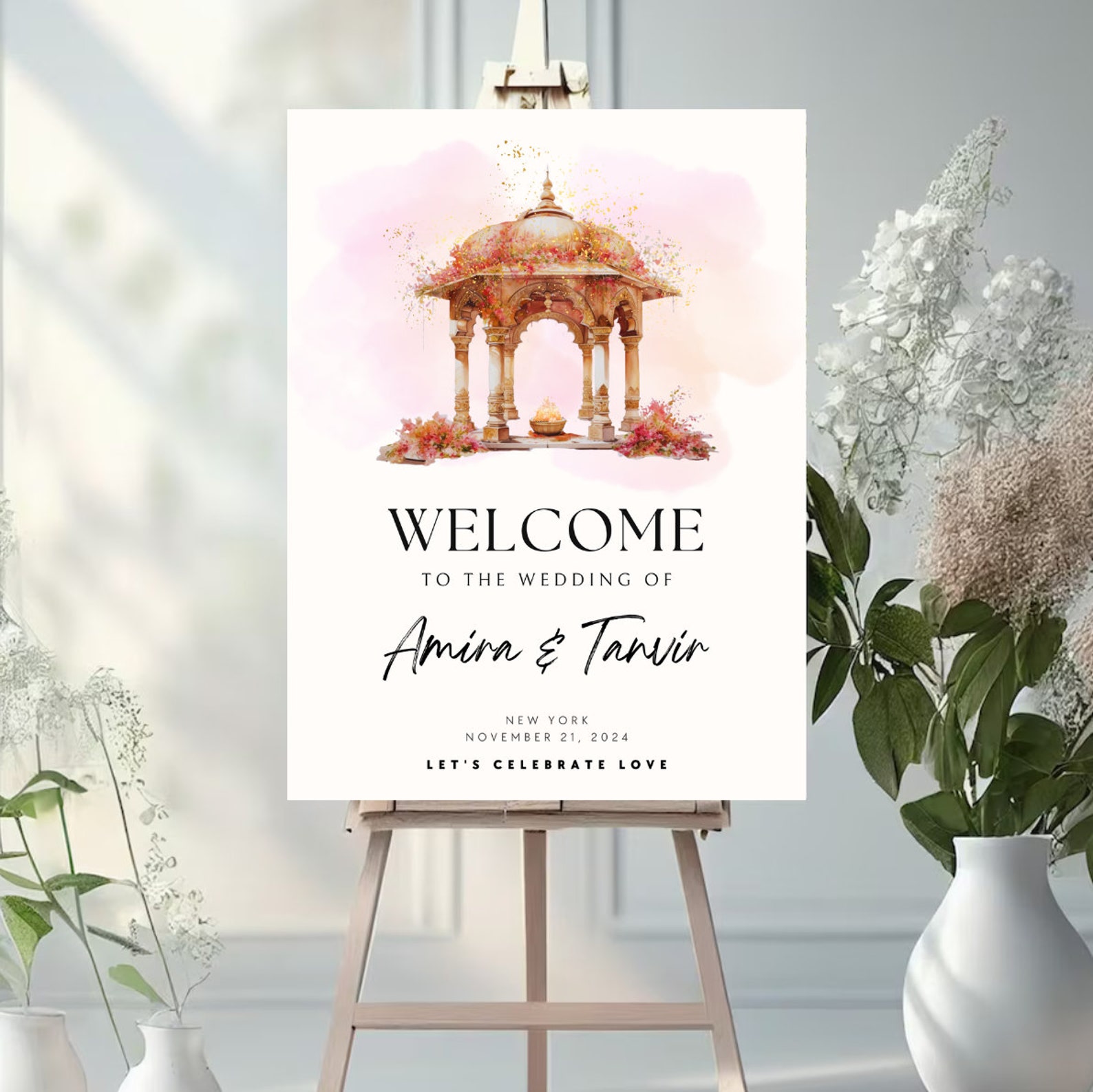 Elegant Indian Wedding Welcome Sign Hindu Wedding Welcome - Etsy