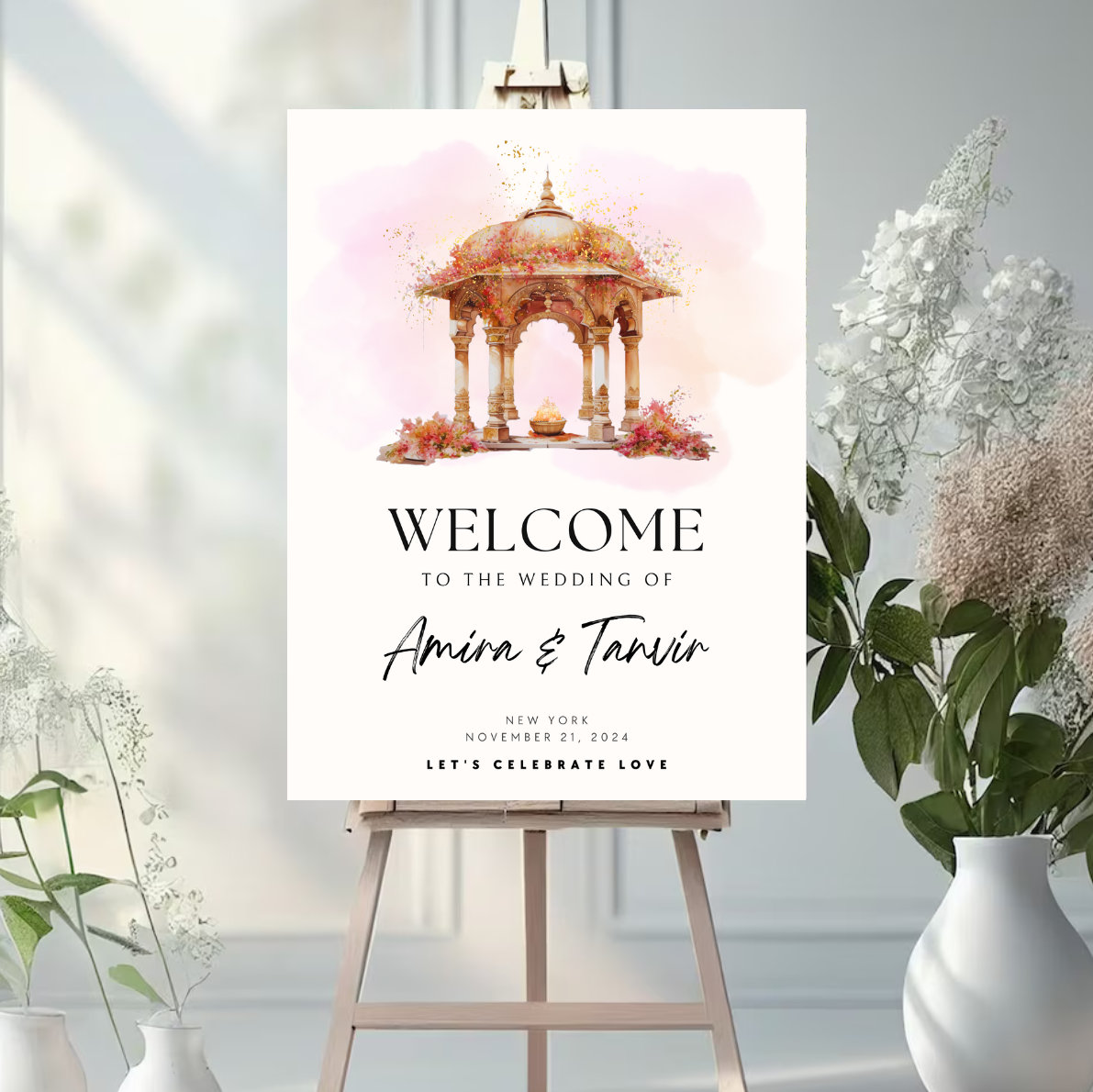 Elegant Indian Wedding Welcome Sign Hindu Wedding Welcome - Etsy