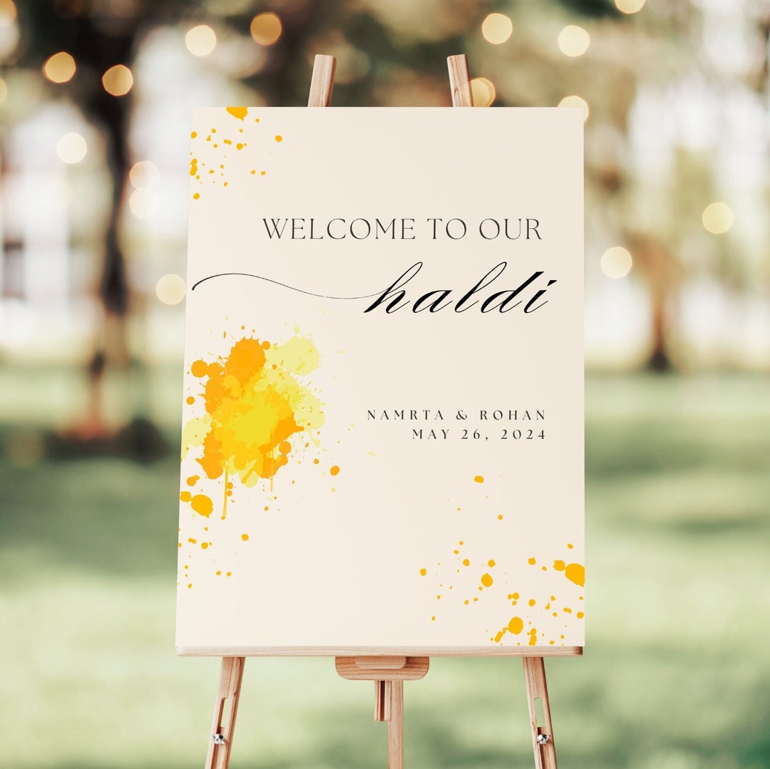 Haldi Sign, Haldi Decor, Indian Wedding Welcome Sign, Haldi Entrance ...