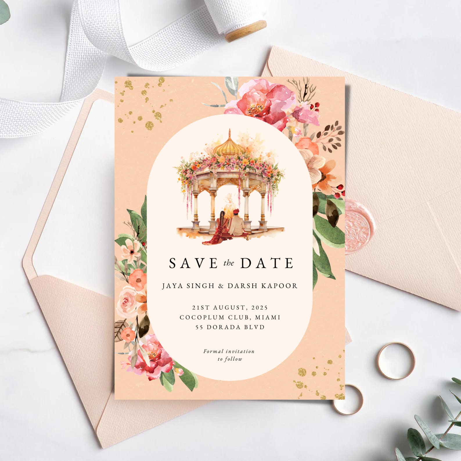 Indian Save the Date Template, Digital Hindu Wedding Save the Date ...