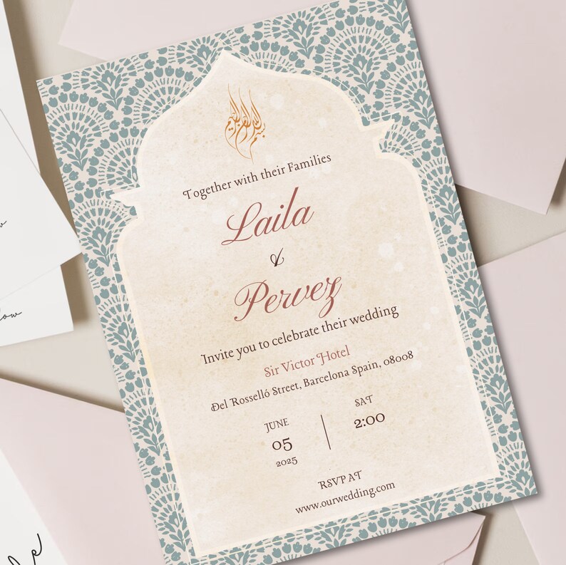 Luxury Nikkah Card, Nikkah Invitation Card, Digital Walima Card ...