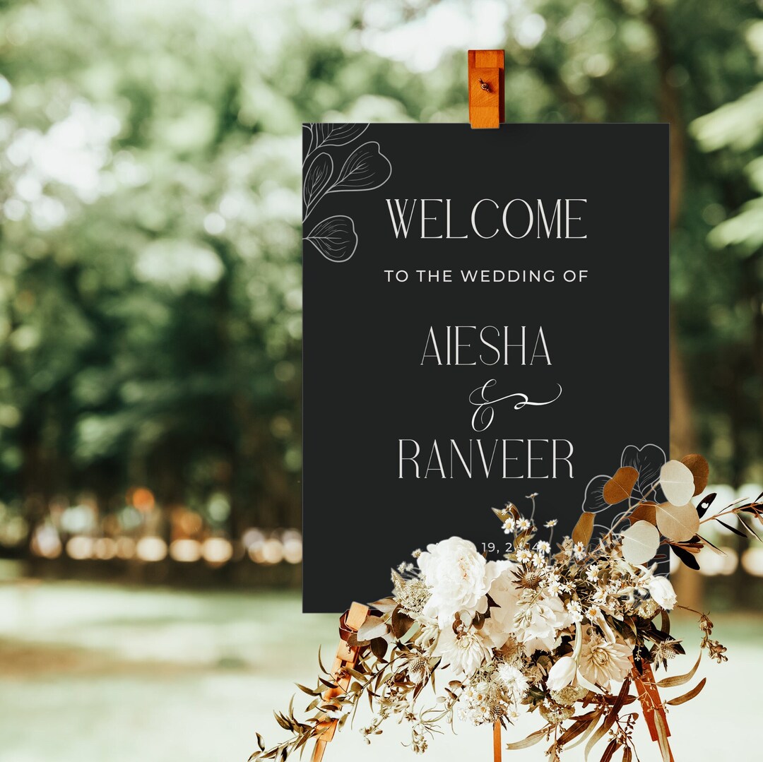 Modern Wedding Sign in Black, Wedding Entrance Sign, Reception Decor ...