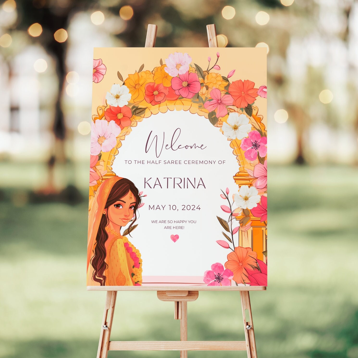 Half Saree Ceremony Sign, Puberty Ceremony Entrance Signage, Haldi ...