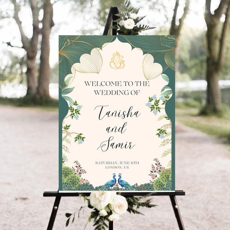 Custom Wedding Welcome Sign, Indian Welcome Sign for Hindu, Gujarati ...