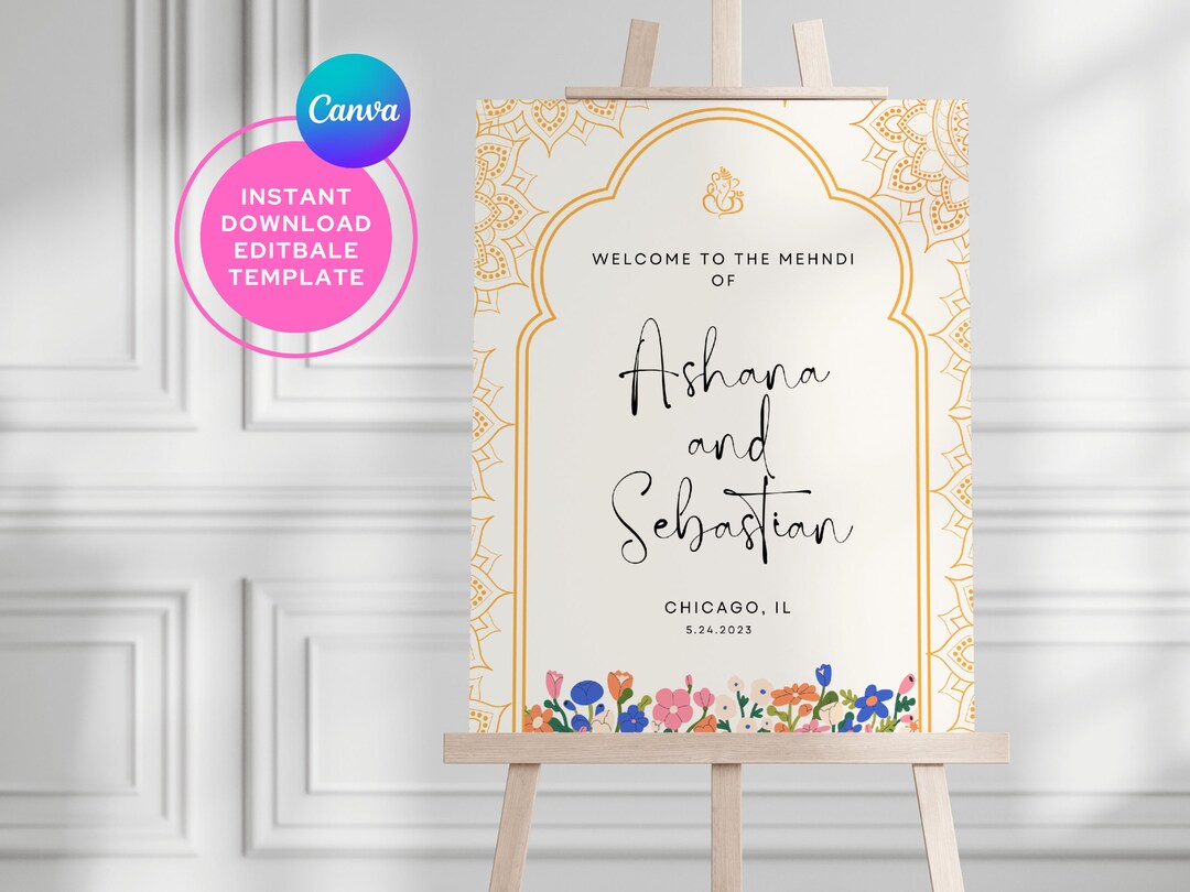 Wedding Welcome Sign Hindu Welcome Sign Template Haldi Welcome Sign ...