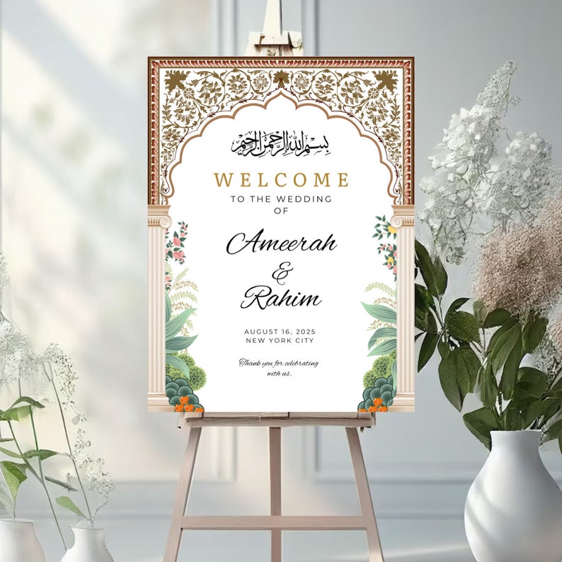 Nikkah Welcome Sign, Islamic Wedding Welcome Board, Personalized ...