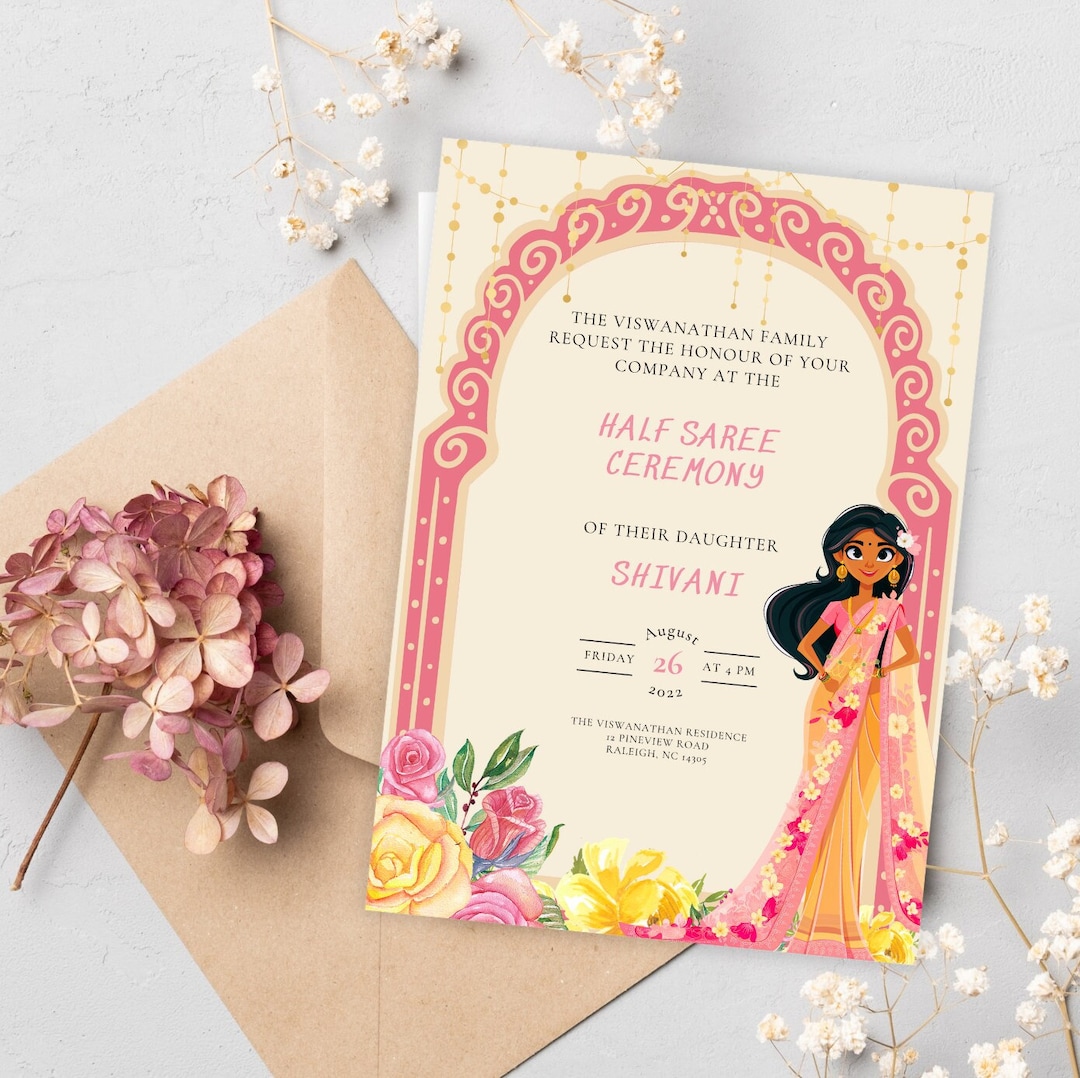South Indian Puberty Ceremony Invitation Template, Ritu Kala Samskaram ...