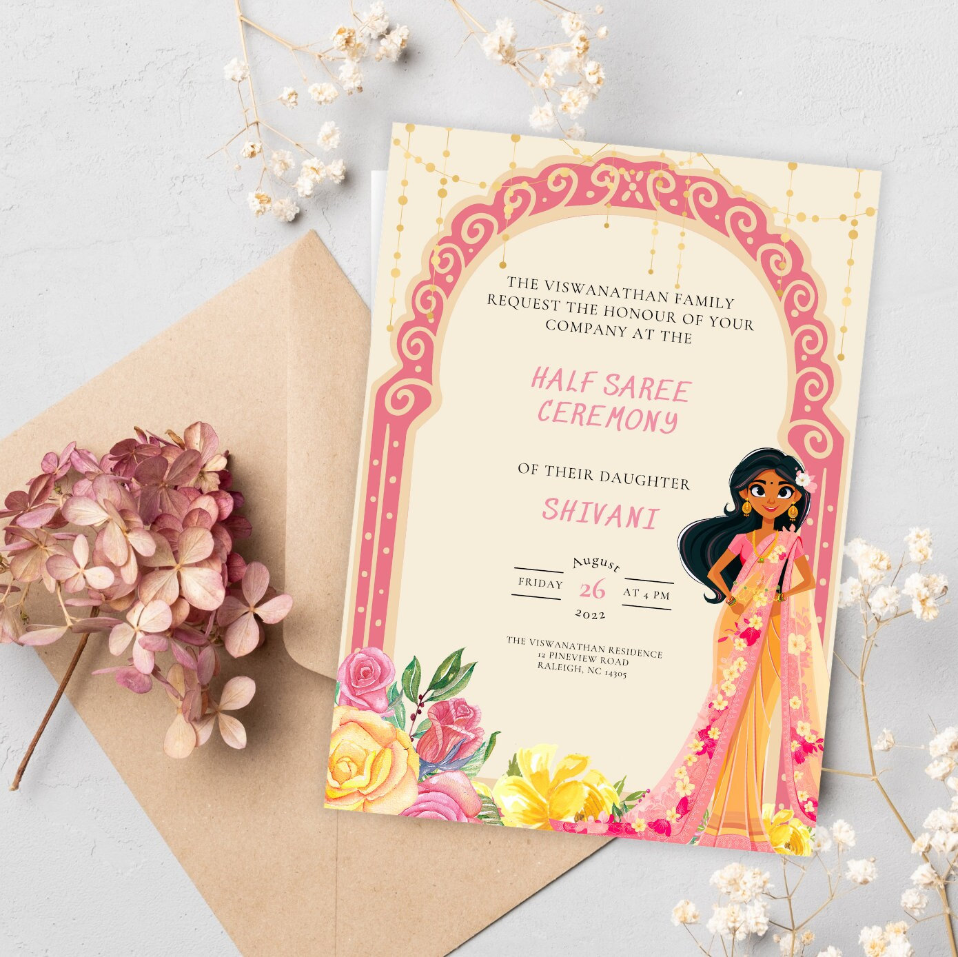 South Indian Puberty Ceremony Invitation Template, Ritu Kala Samskaram ...