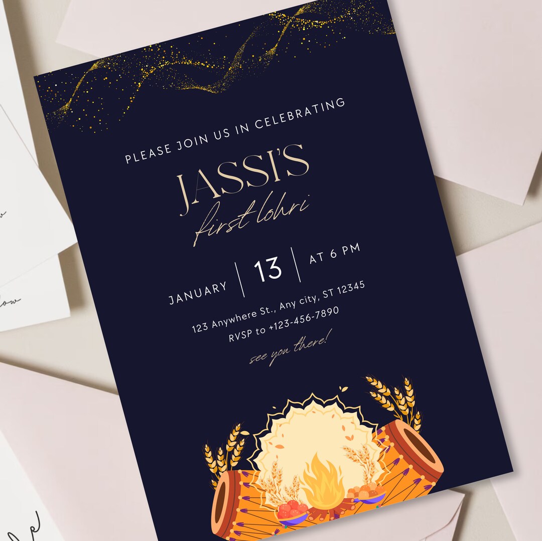 Lohri Invitation Card, Lohri Celebration, Editable DIY Invitation ...