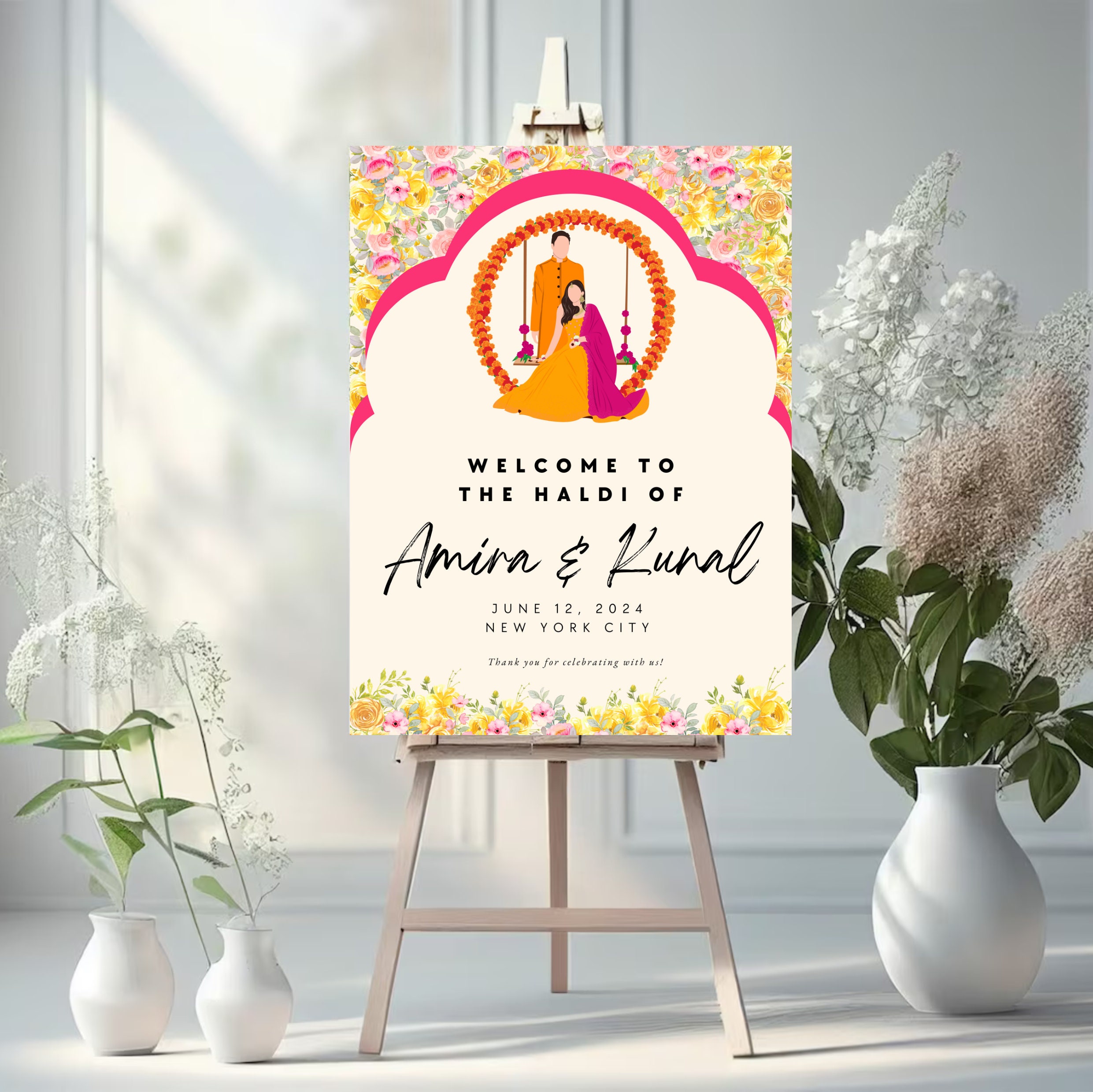 Indian Wedding Welcome Sign, Haldi Sign, Haldi Decor, Pithi Welcome ...