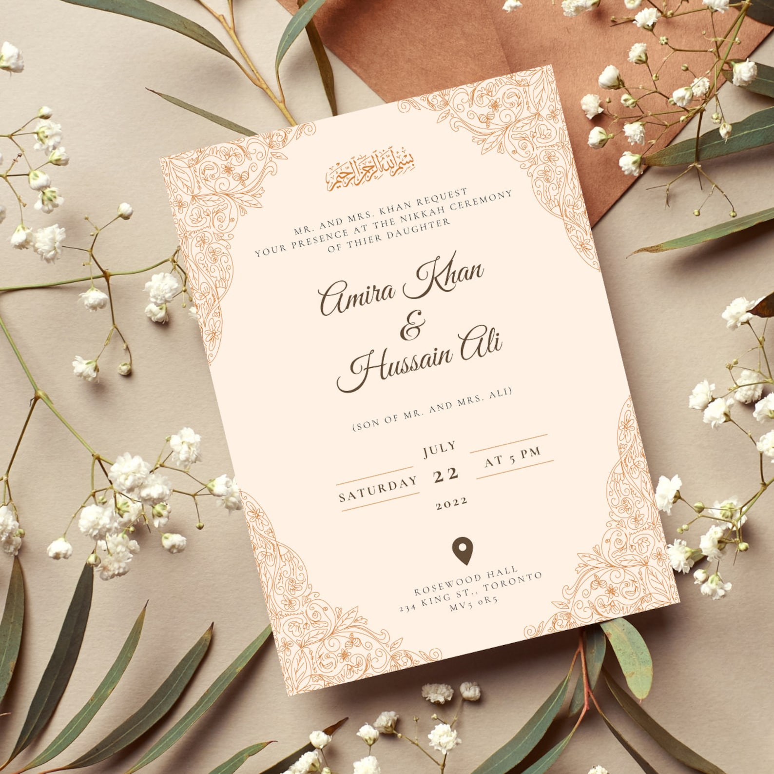 Digital Muslim Wedding Invitation Template, Electronic Walima Invite ...