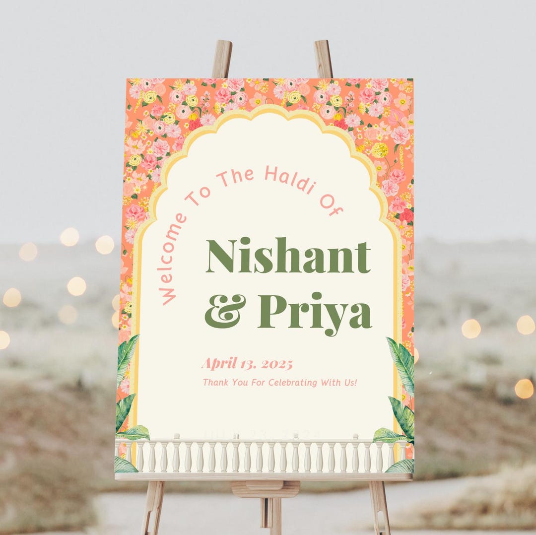Haldi Welcome Sign Indian Wedding Signage Pink Floral Mehndi Welcome ...