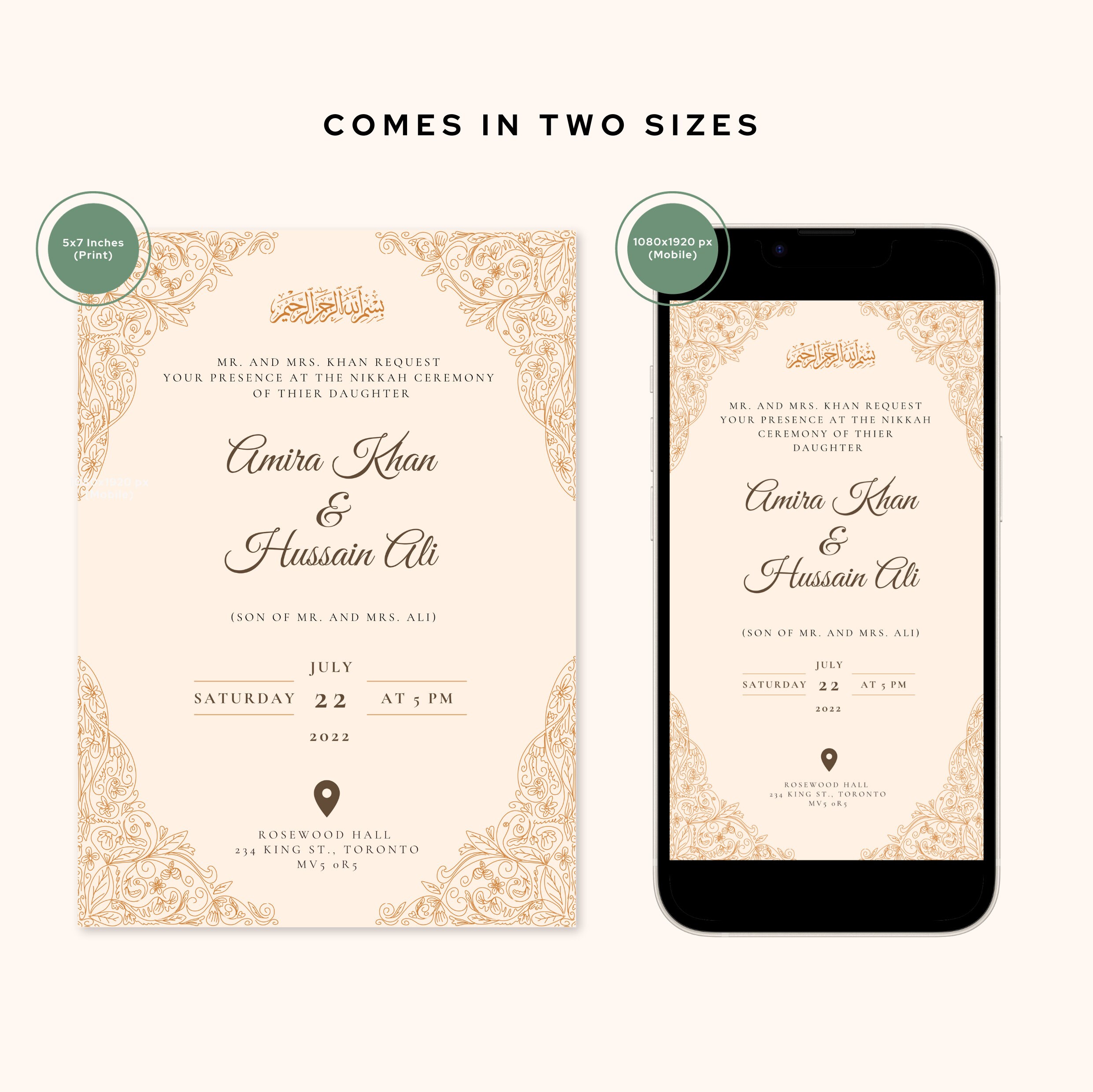 Digital Muslim Wedding Invitation Template, Electronic Walima Invite ...