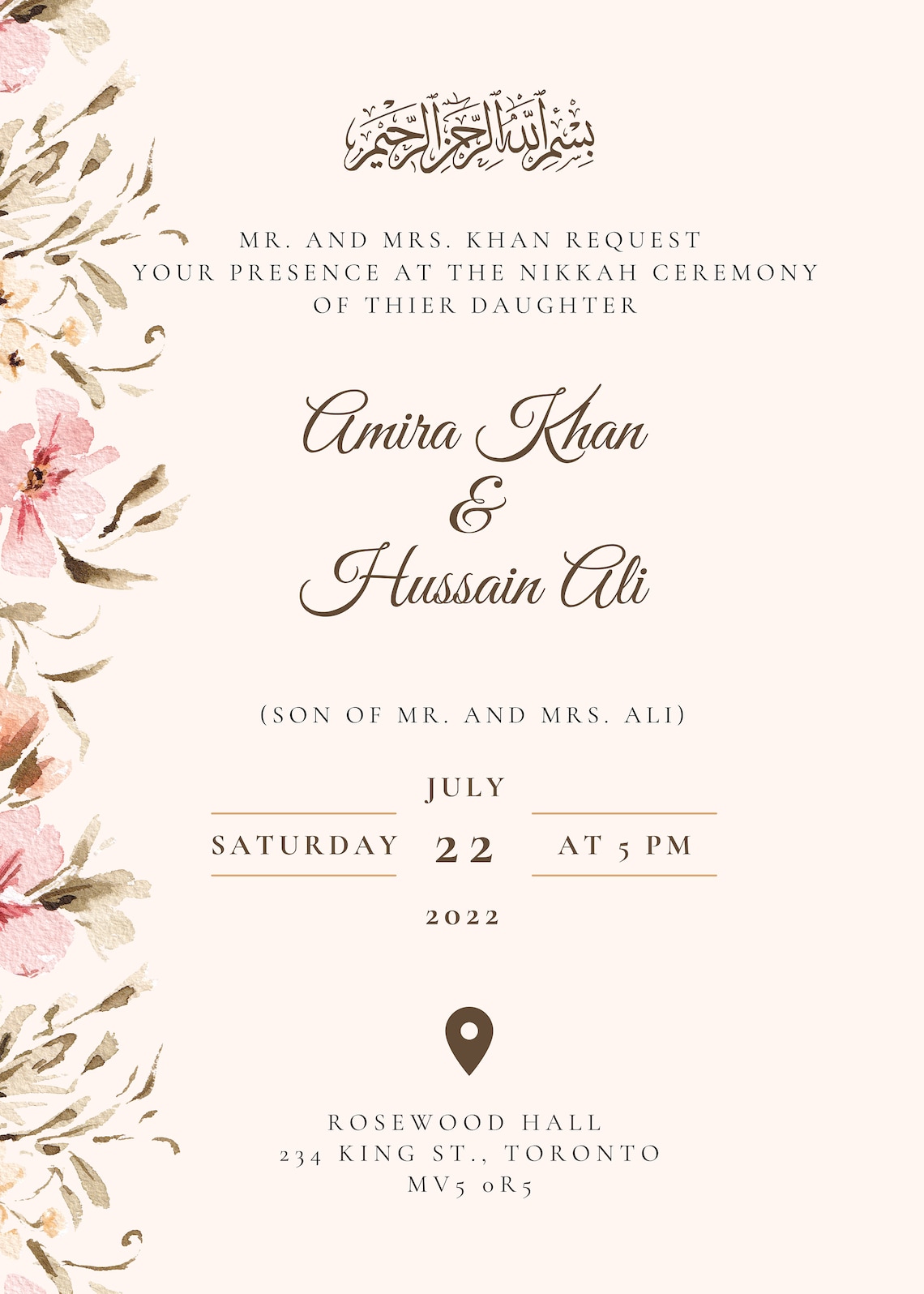 Digital Muslim Wedding Invitation Template, Electronic Walima Invite ...