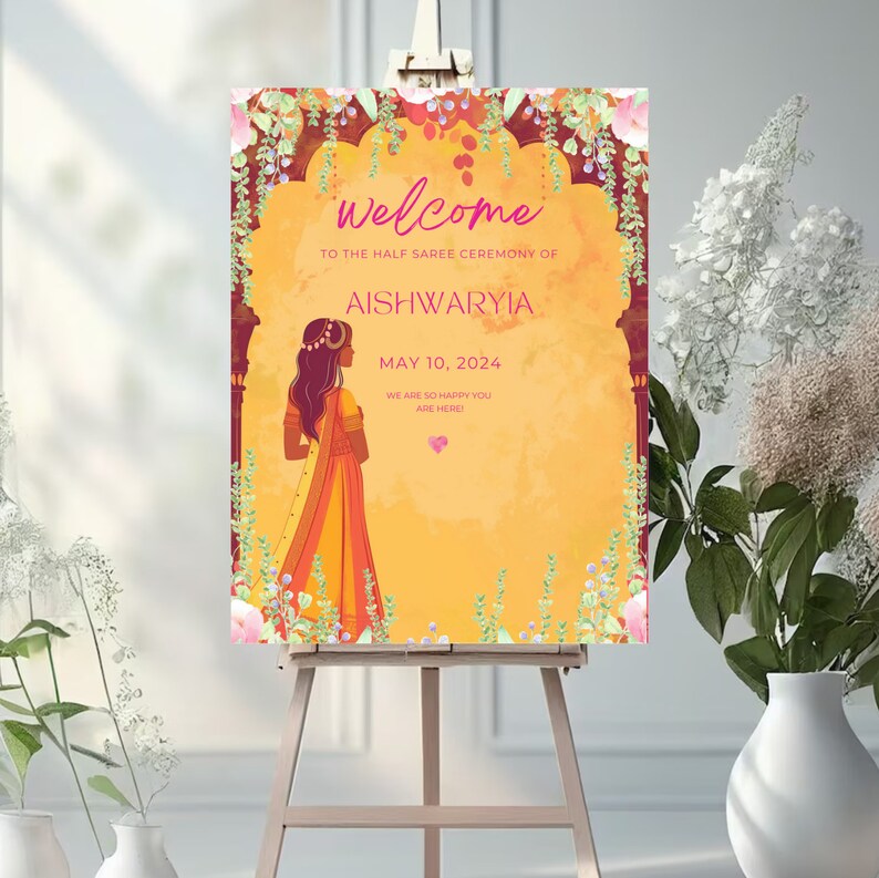 Puberty Ceremony Entrance Signage, Half Saree Ceremony Sign, Samathiya ...