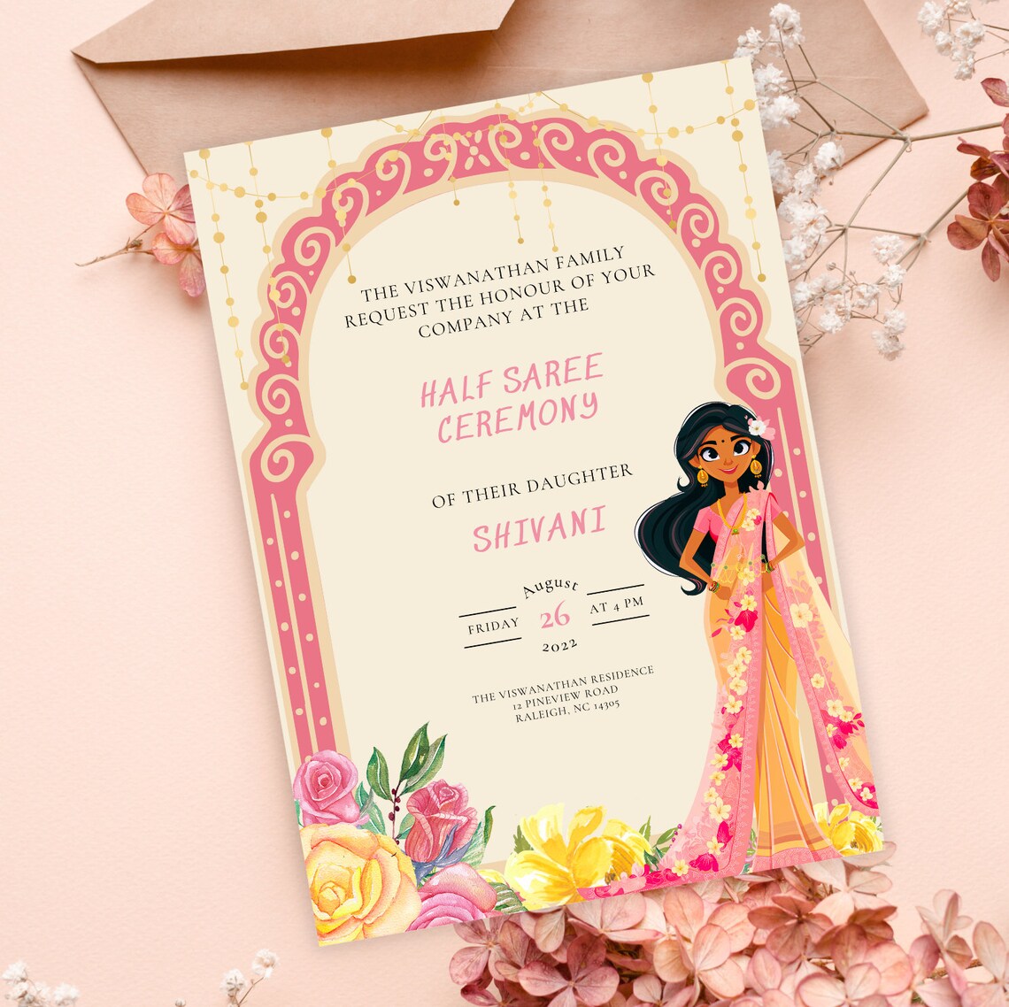 South Indian Puberty Ceremony Invitation Template, Ritu Kala Samskaram ...