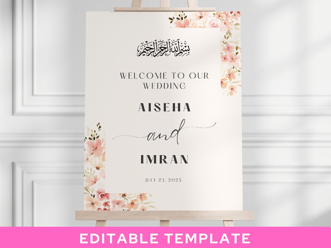 Nikkah Wedding Welcome Sign for Islamic Wedding Nikkah Wedding Sign ...