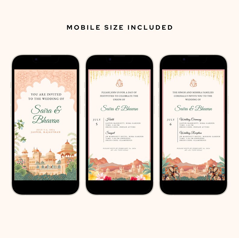 Indian Wedding Invitation, Hindu Wedding Invite Set, DIY Printable ...