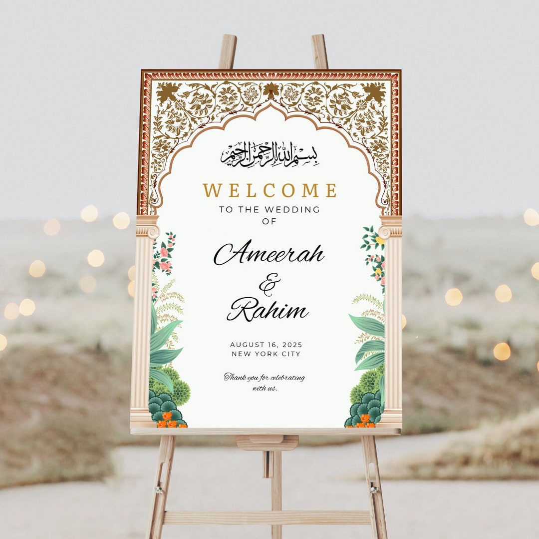 Nikkah Welcome Sign, Islamic Wedding Welcome Board, Personalized ...