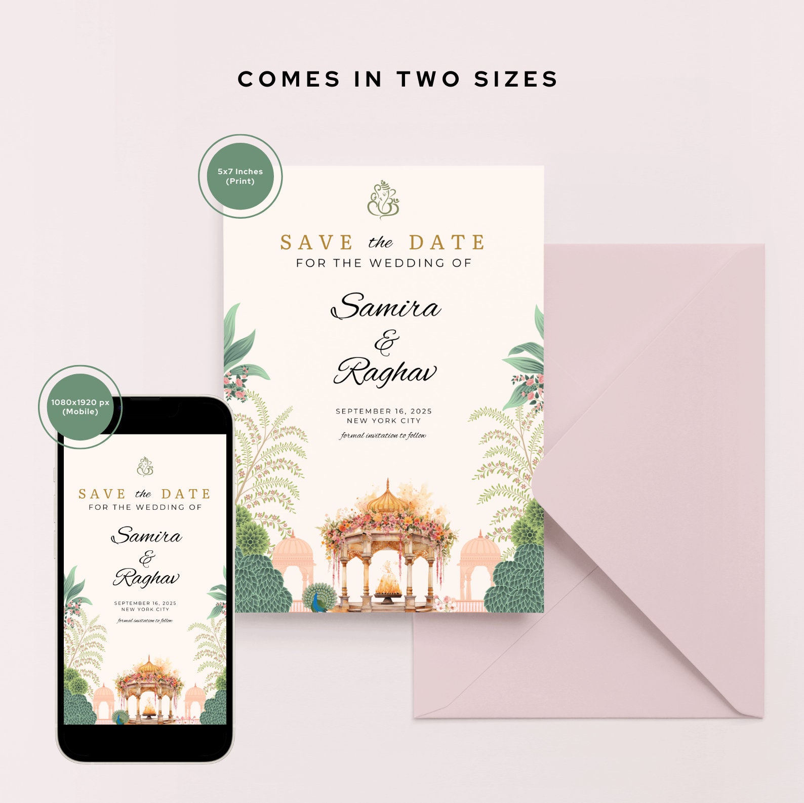 Indian Save the Date, Hindu Wedding Invitation Template, Digital Save ...