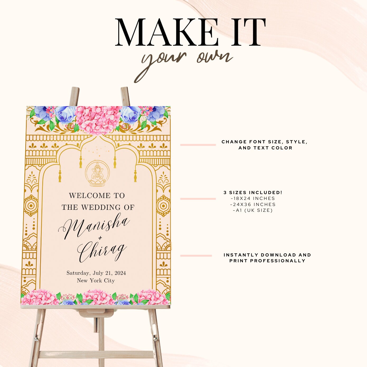 Indian Wedding Signage, Indian Wedding Decor, Gujarati Welcome Poster ...