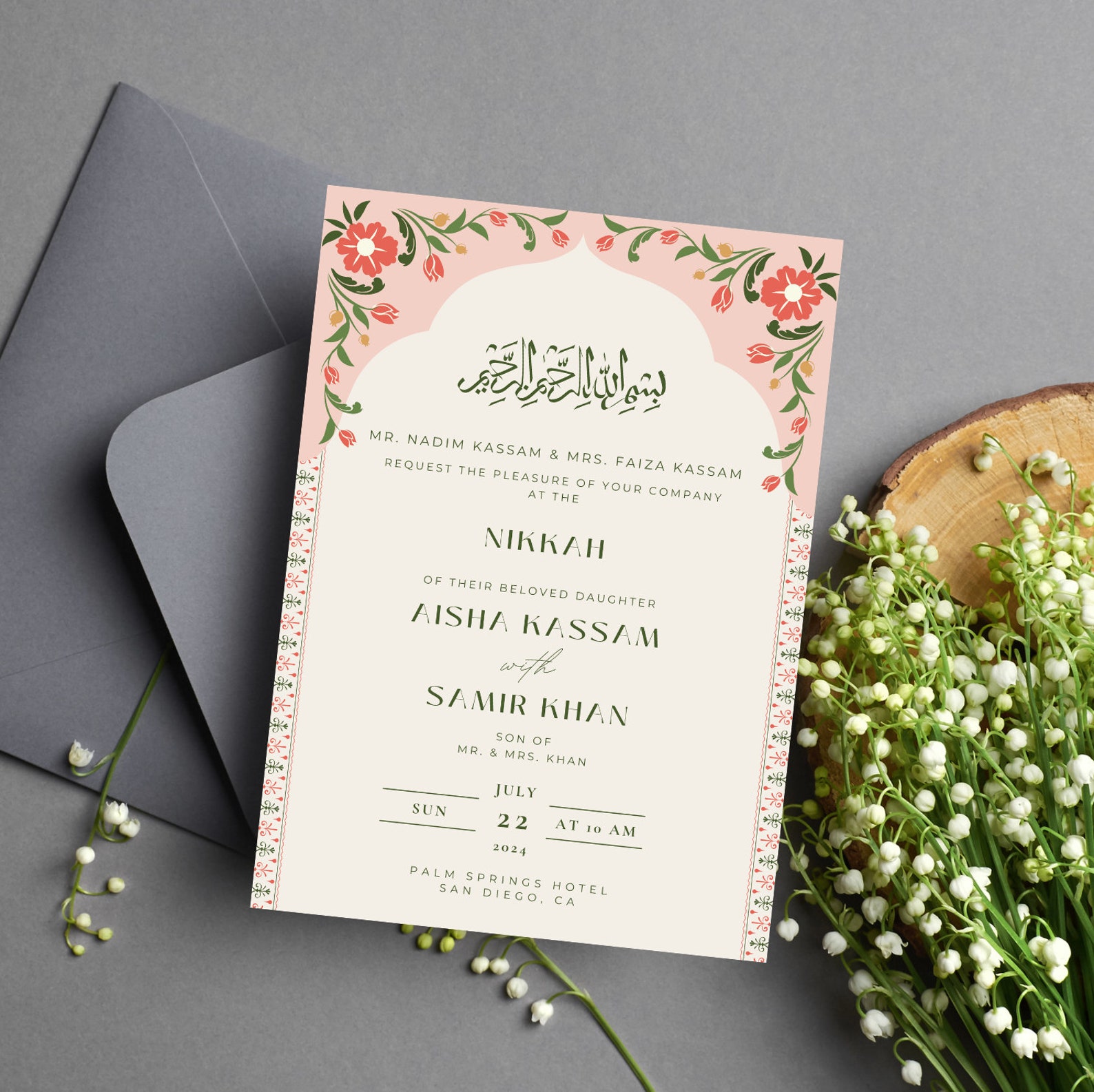Digital Muslim Wedding Invitation Template, Electronic Walima Invite ...