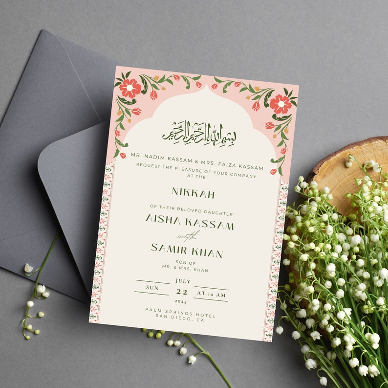 Digital Muslim Wedding Invitation Template, Electronic Walima Invite ...