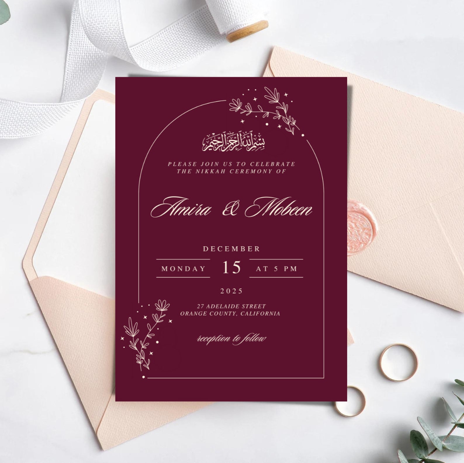 Custom Muslim Wedding Invitation Template, Digital Walima Invite ...