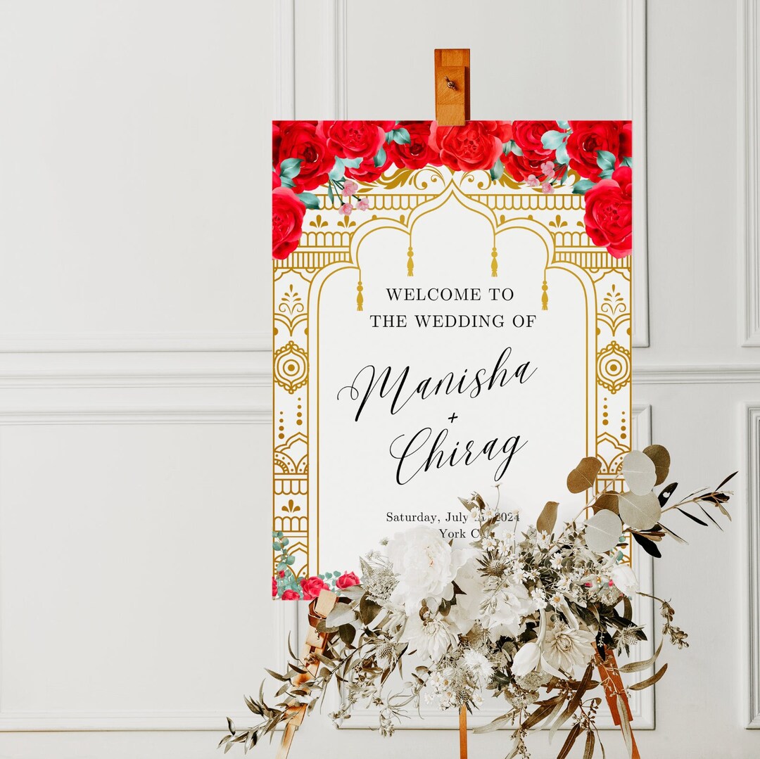Indian Wedding Welcome Sign, Indian Wedding Decor, Hindu Wedding ...