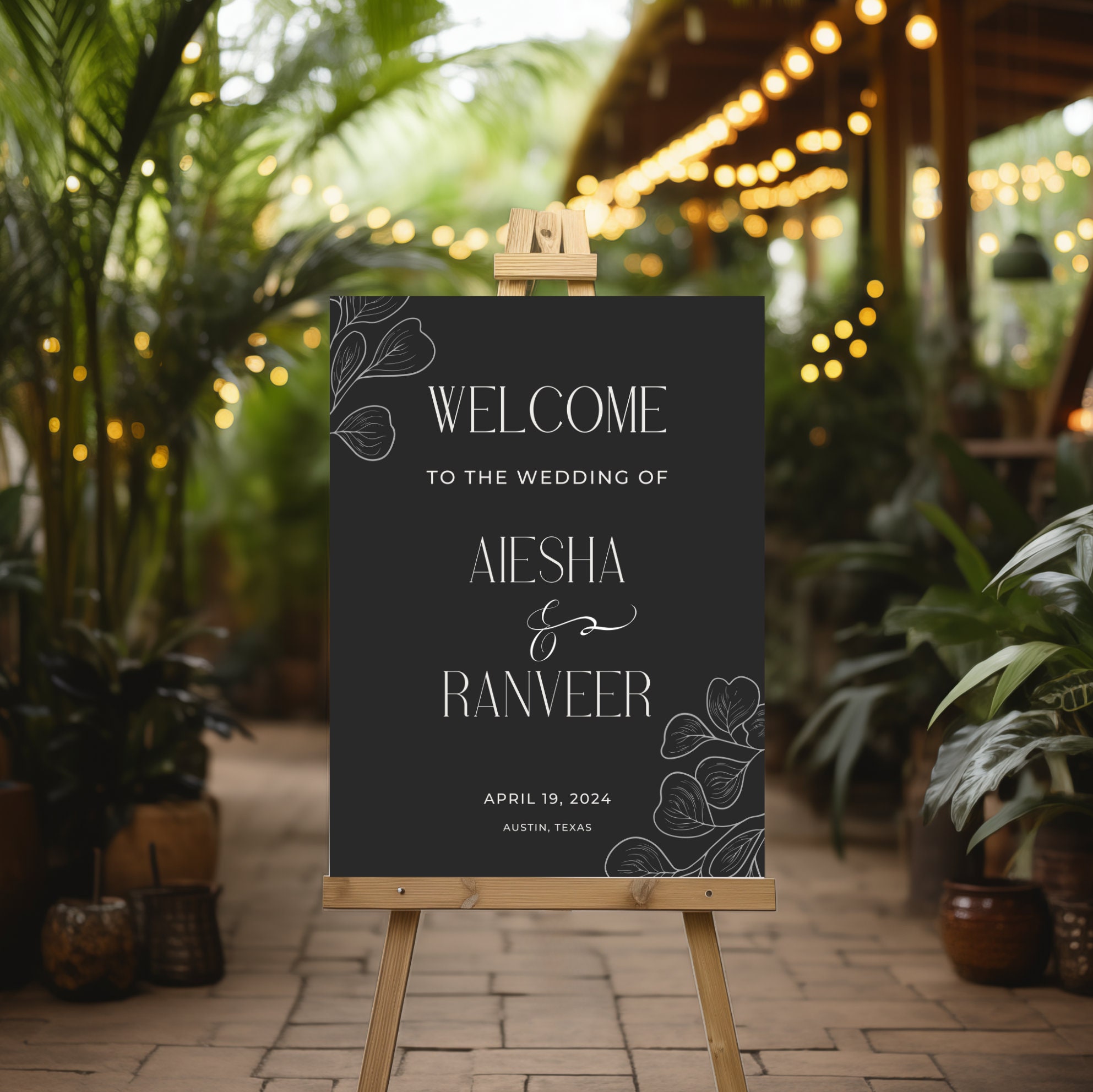 Modern Wedding Sign in Black, Wedding Entrance Sign, Reception Decor ...