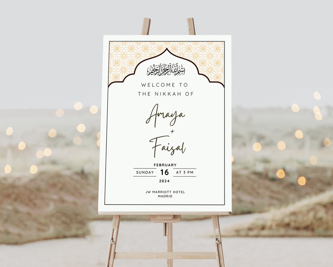 Nikkah Wedding Welcome Sign for Islamic Wedding, Nikkah Wedding Sign ...