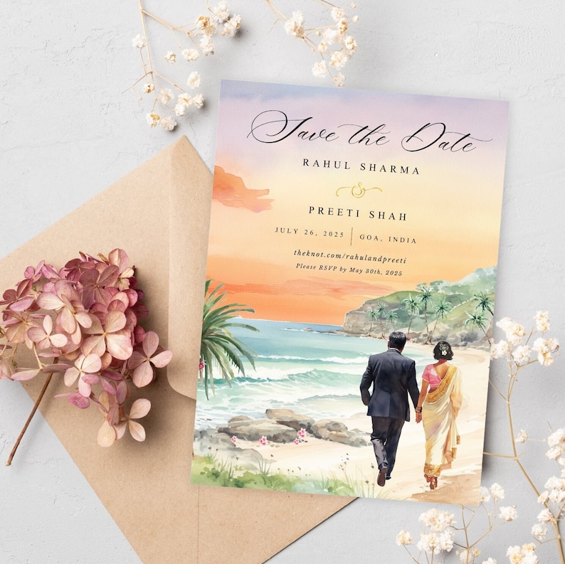 Indian Wedding Invitation Template, Goa Destination Wedding Card ...
