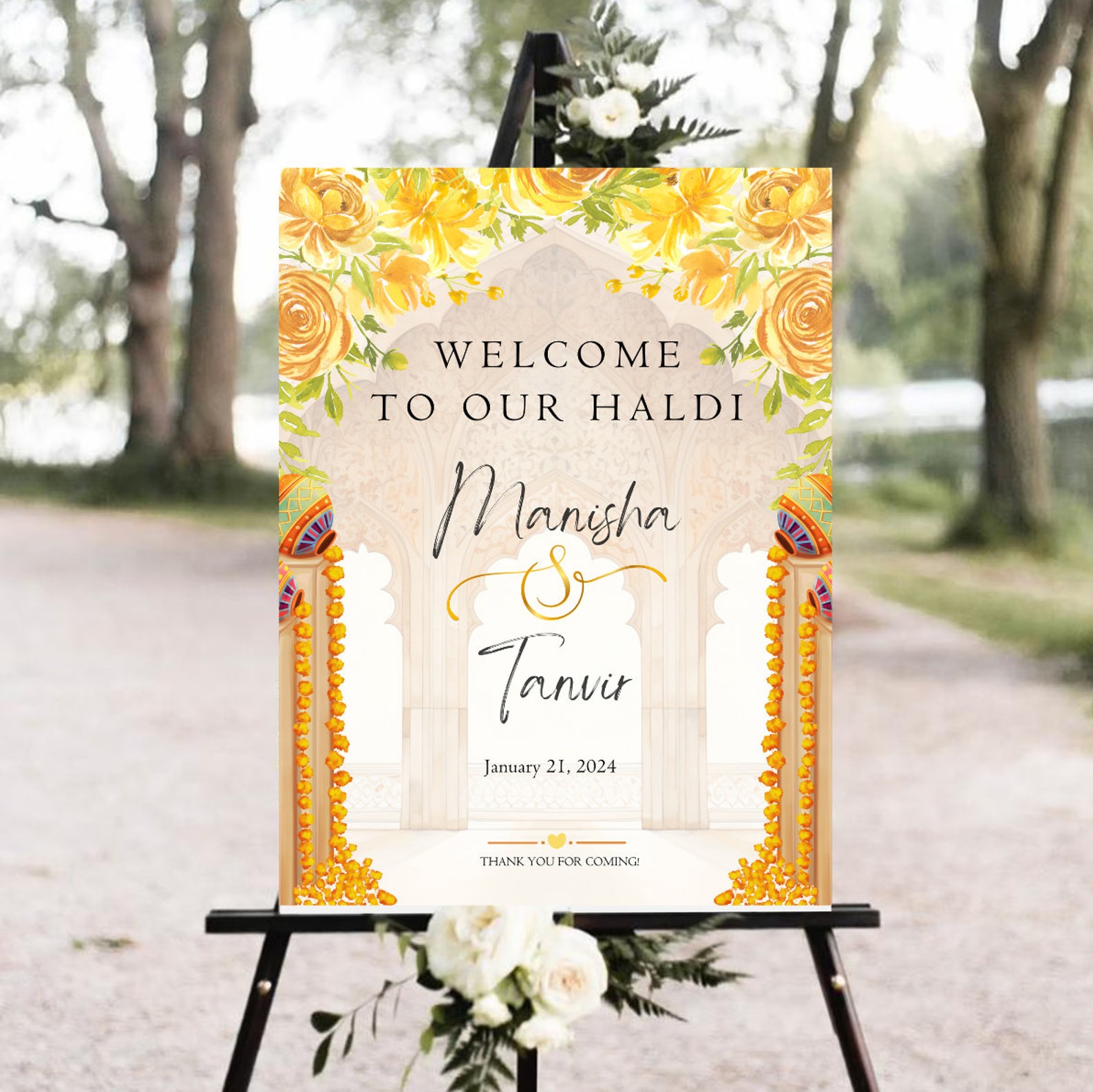 Indian Wedding Welcome Sign, Haldi Entrance Sign, Haldi Mehndi Decor ...