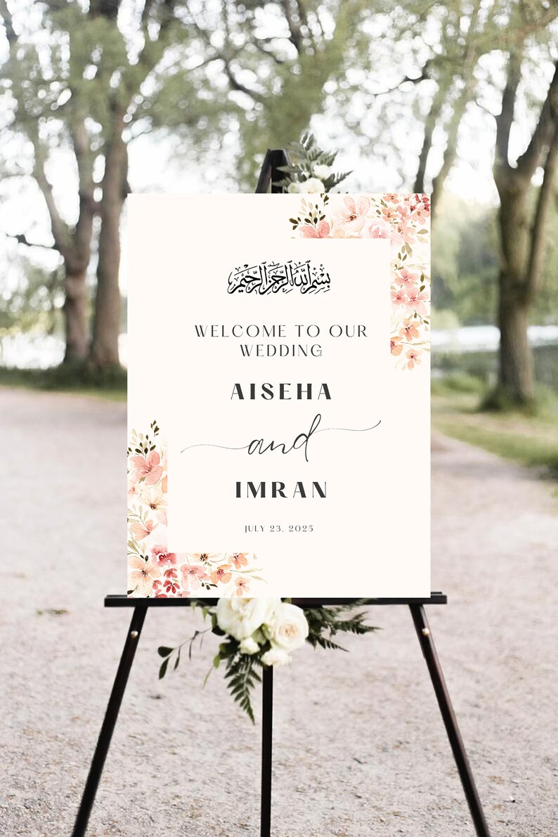 Nikkah Wedding Welcome Sign for Islamic Wedding Nikkah Wedding Sign ...