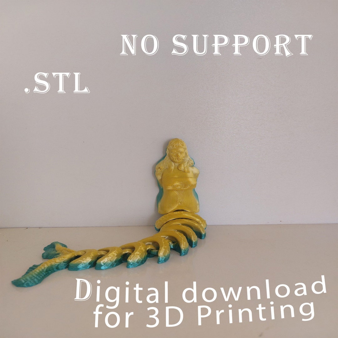 Mermaid STL Files, Cute Girl Model for 3D Printing, Articulated STL ...